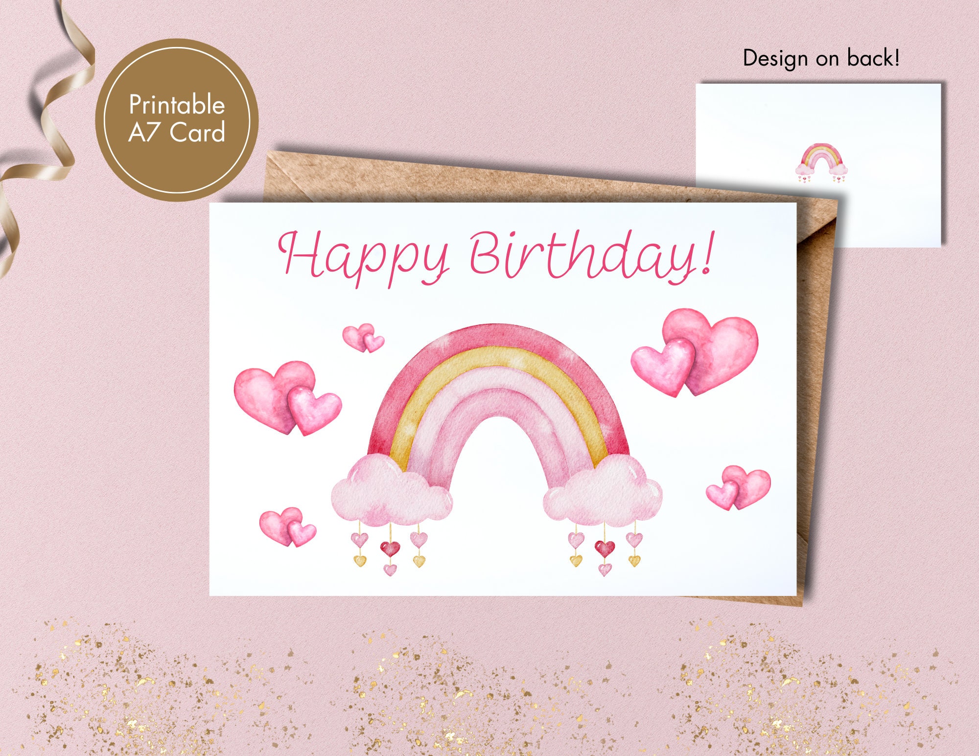 Printable Happy Birthday Card, Digital Download, Girls Birthday Card ...