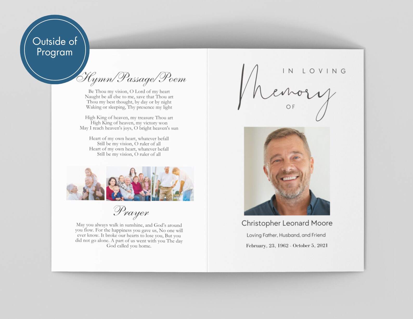 Editable Funeral Program Template, Funeral Program for Man, Memorial ...