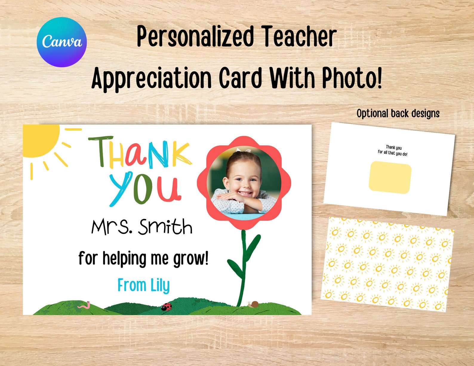 Teacher Appreciation Card With Child Photo, Editable Template, Photo ...