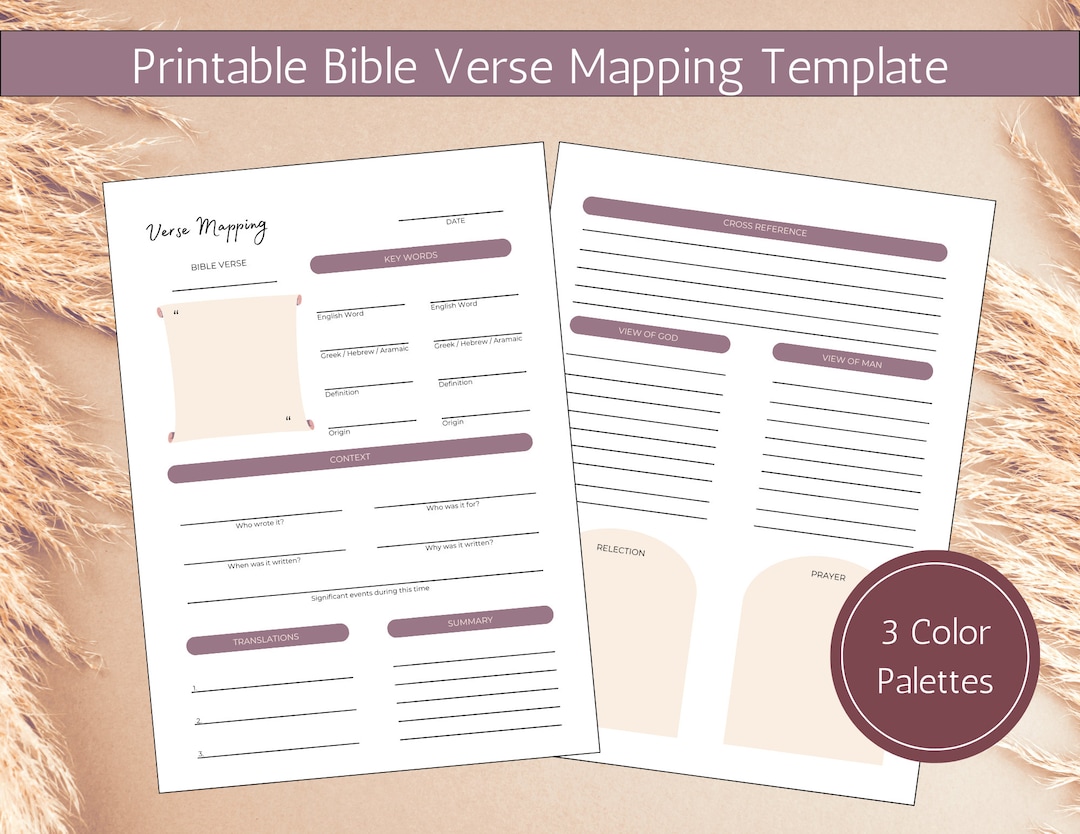 Bible Verse Mapping, Printable Template, Bible Study Journal - Etsy