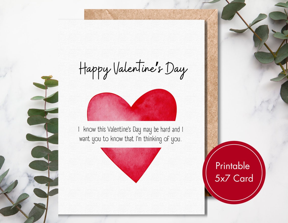 Printable Sympathy Valentine Card, Condolences Valentine's Day Card ...