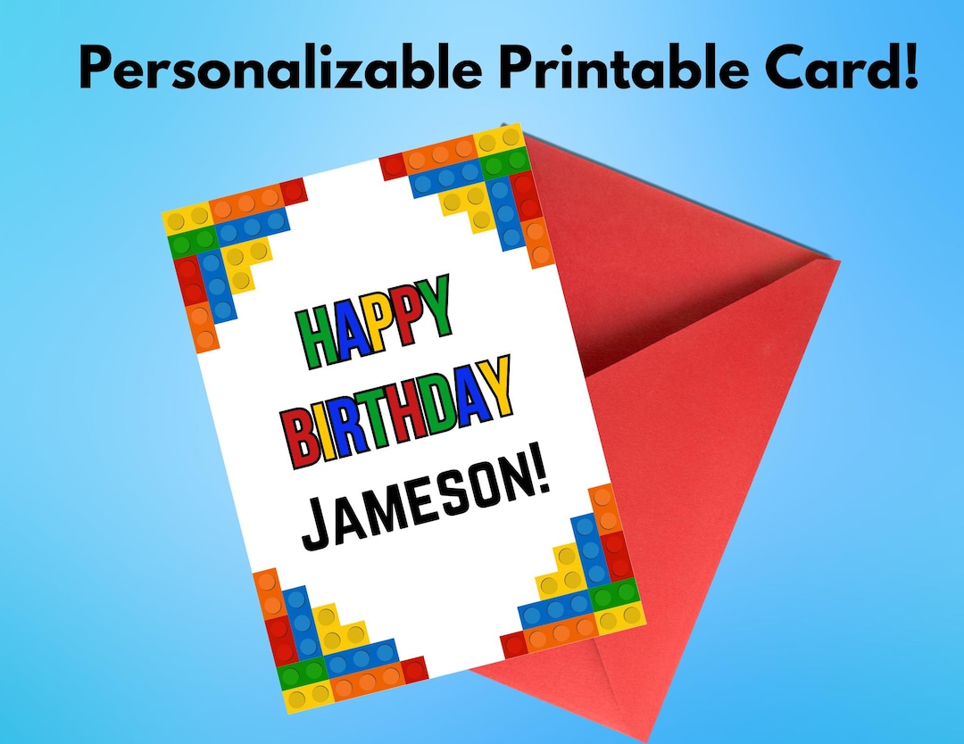 Customizable Building Bricks Birthday Card, Building Blocks Card ...
