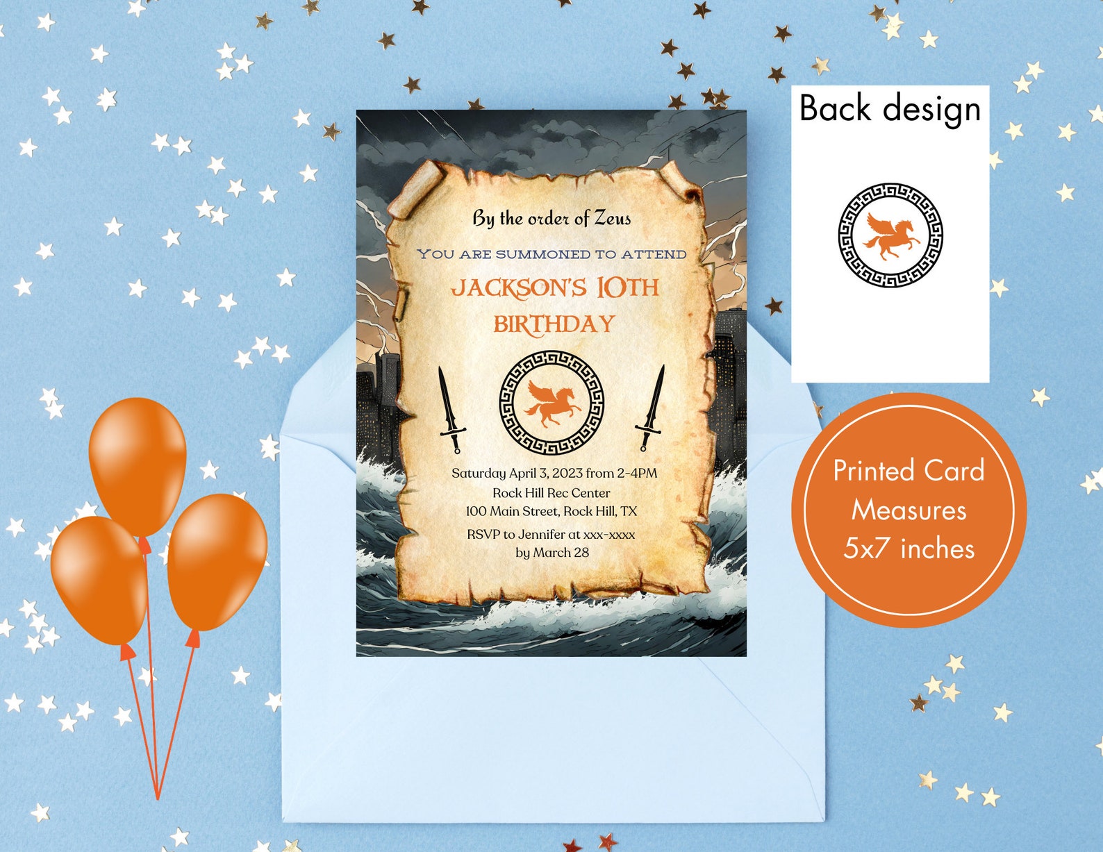 Percy Jackson Birthday Invitation, Template, Printable, Camp Halfblood ...