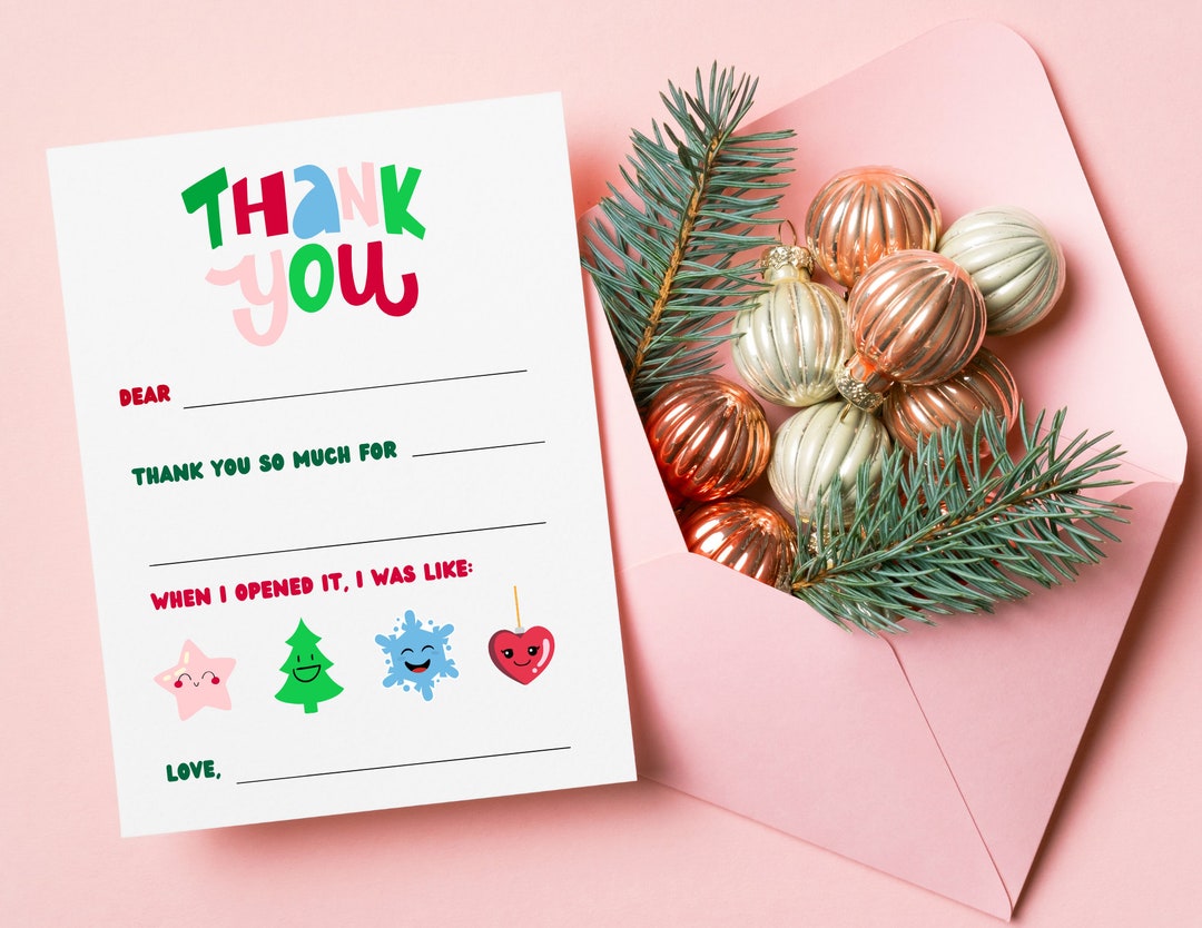 Christmas Kids Thank You Card | Printable | Fill in the Blank ...