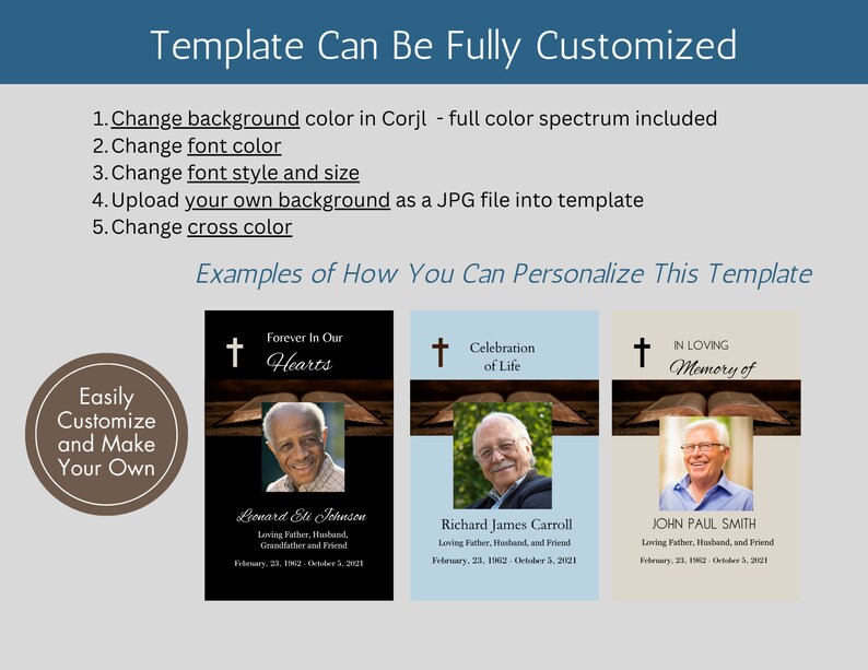 Editable Christian Funeral Program Template, Religious Funeral Program 