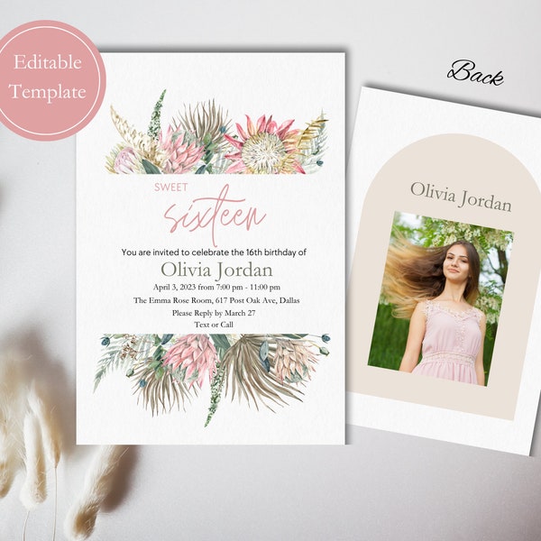 Sweet 16 Personalized Invitation - Etsy