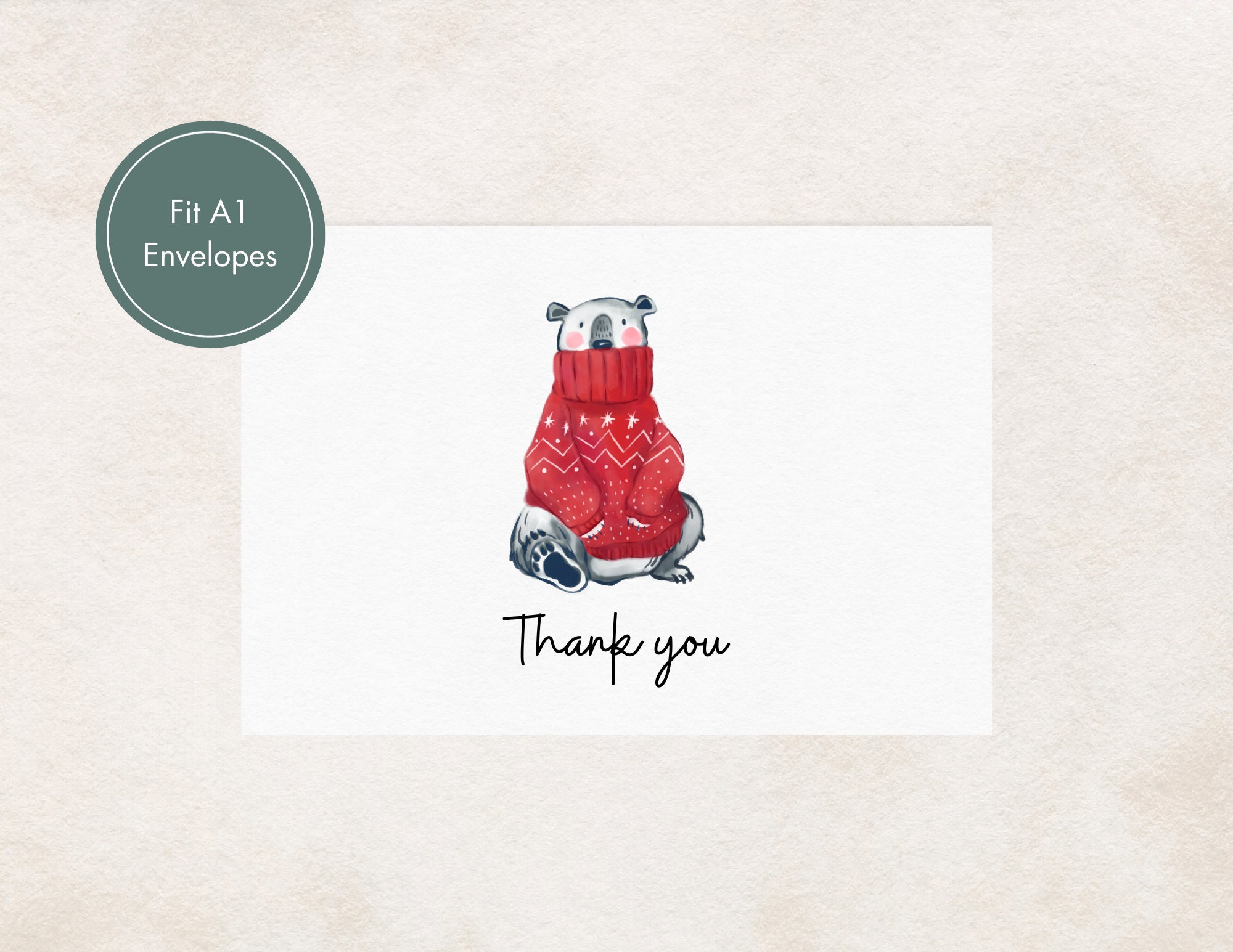 Printable Christmas Thank You Card Set, Winter Wonderland Animals ...