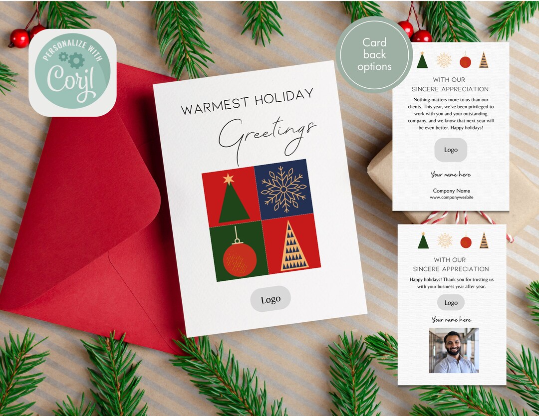 Editable Business Holiday Card Template, Printable, Customizable ...