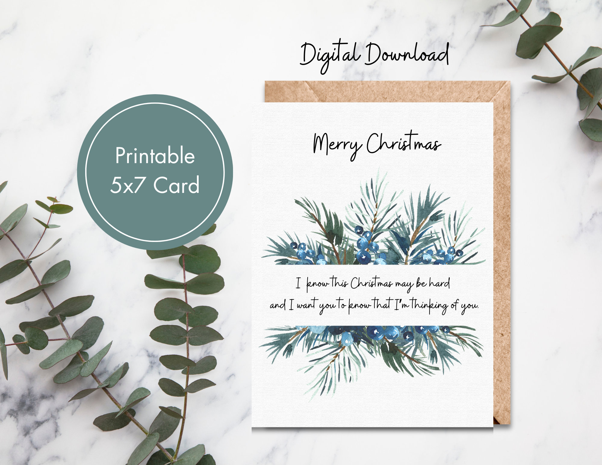 Printable Sympathy Christmas Card, Christmas Sympathy Card, Bereavement ...