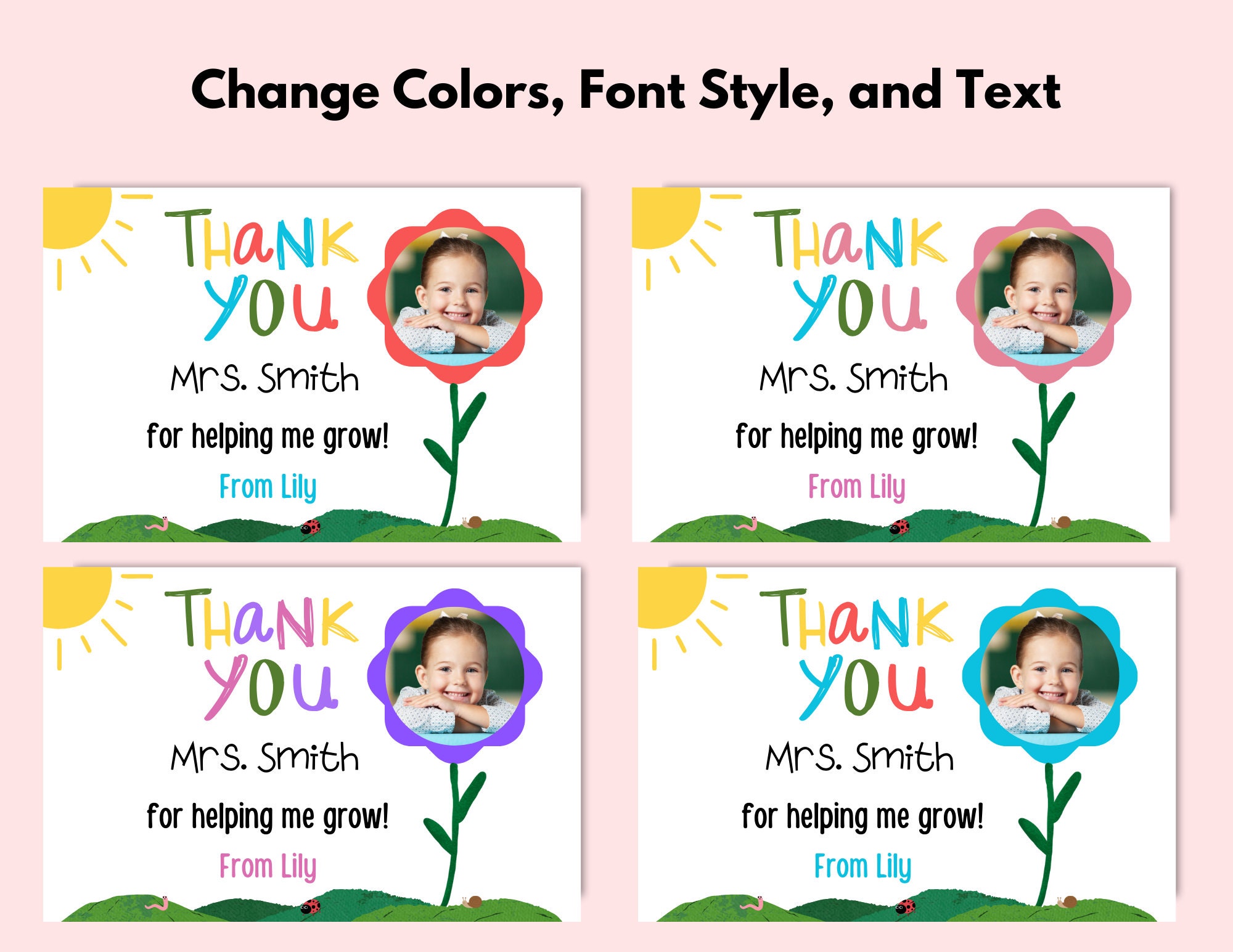 Teacher Appreciation Card With Child Photo, Editable Template, Photo ...