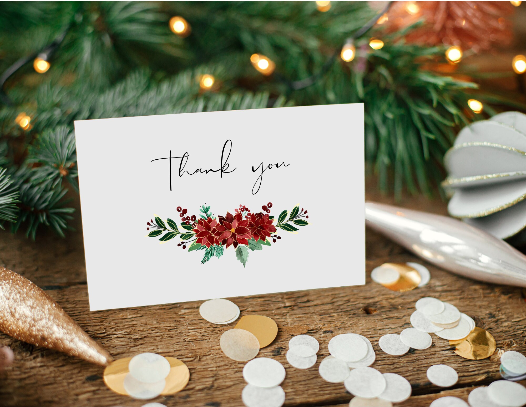 Printable Christmas Thank You Card, Printable Christmas Thank You Note ...