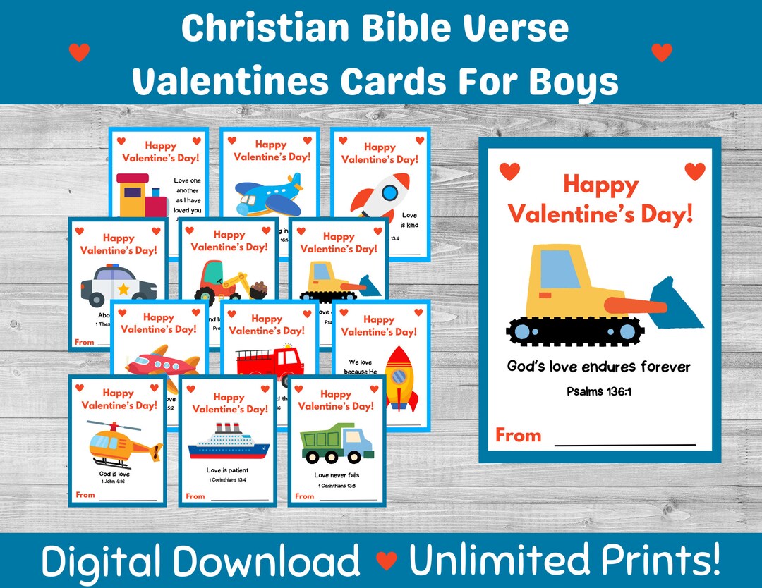 Bible Verse Valentine Cards, Printable, Christian Valentine's for Kids ...