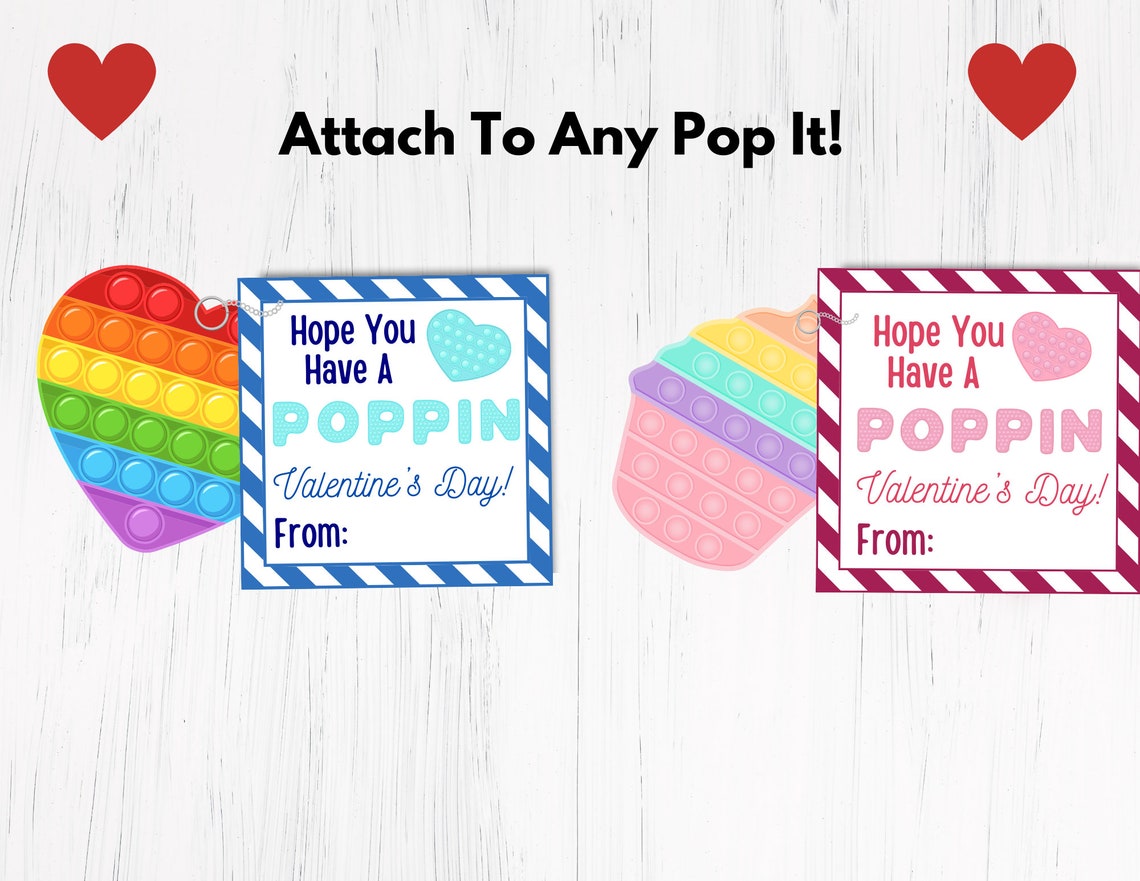 Valentine's Pop It Tags, Poppin' Labels, Popit Valentine's Cards ...