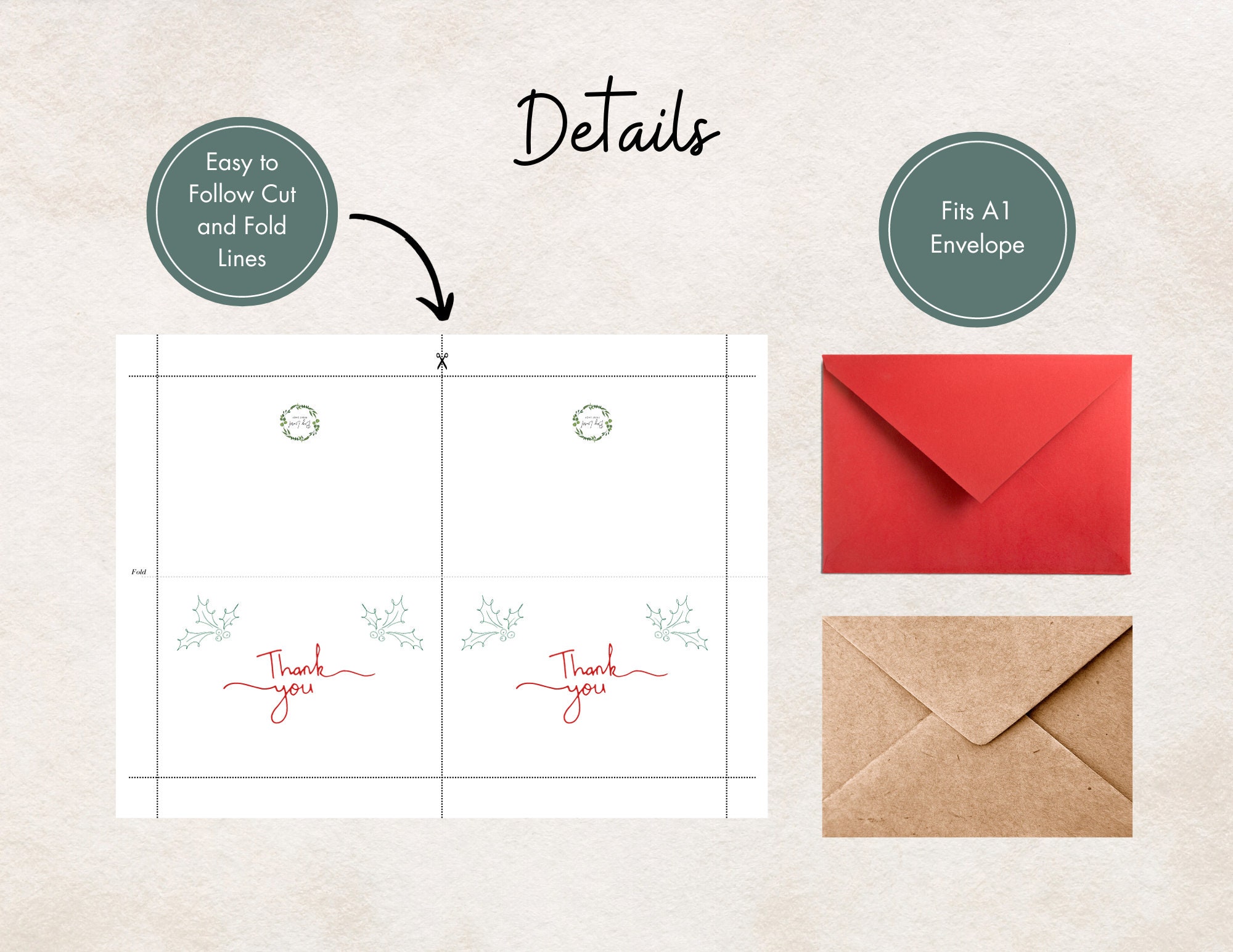 Printable Christmas Thank You Card, Christmas Thank You Note, Holiday ...