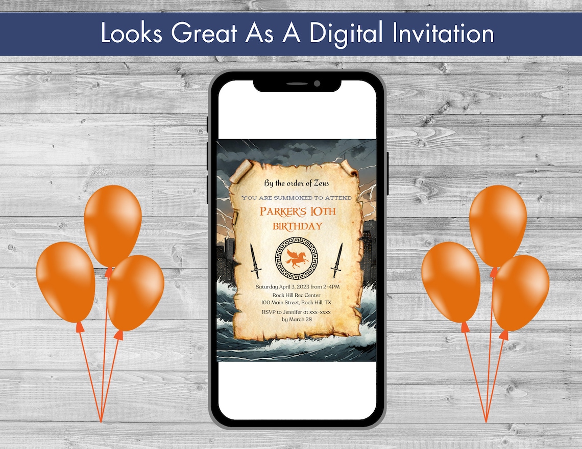 Percy Jackson Birthday Invitation, Template, Printable, Camp Halfblood ...