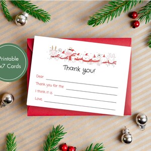 Printable Christmas Kids Thank You Note Card, Kid Thank You Card, Child ...