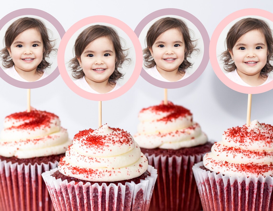 Custom Face Cupcake Toppers, Template, Editable, Cupcake Toppers With ...