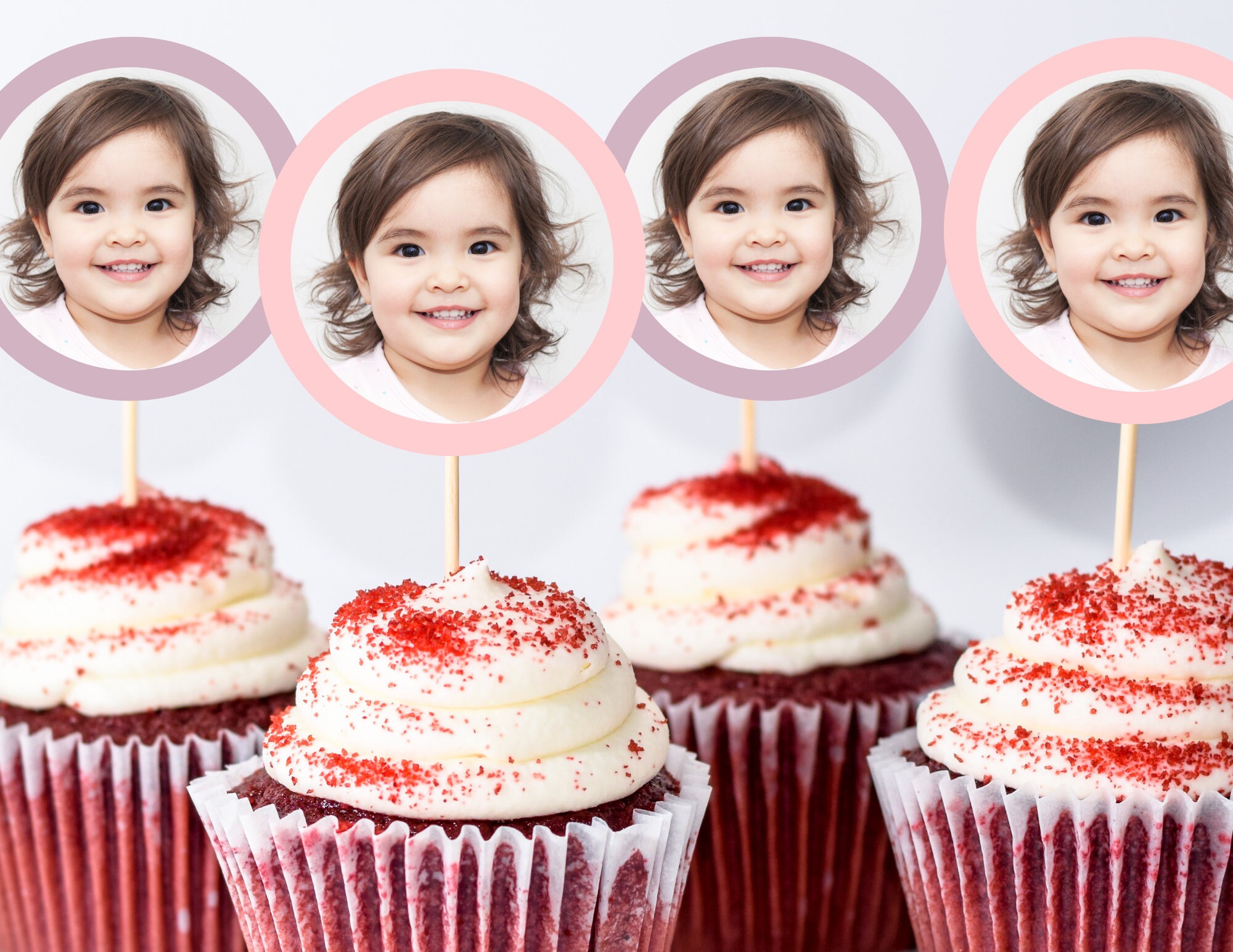 Custom Face Cupcake Toppers, Template, Editable, Cupcake Toppers With ...