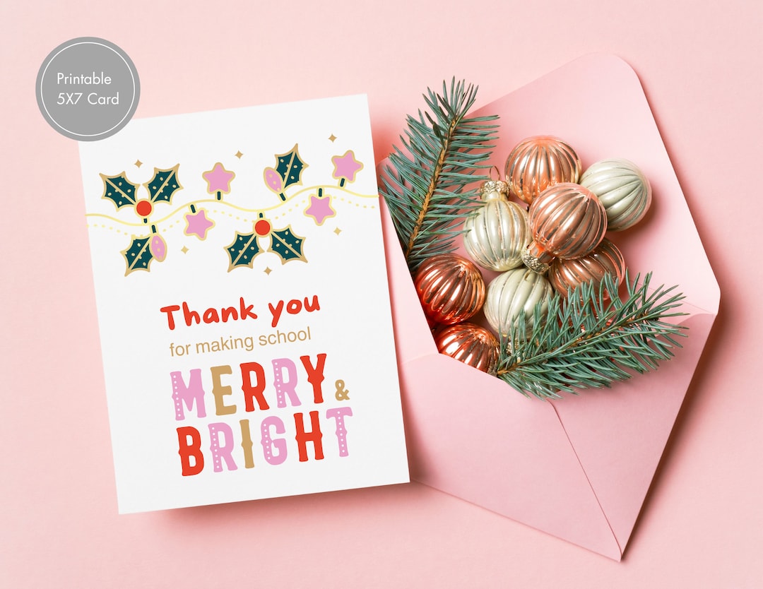 Teacher Christmas Card, Printable Christmas Card, Holiday, Teacher Card ...