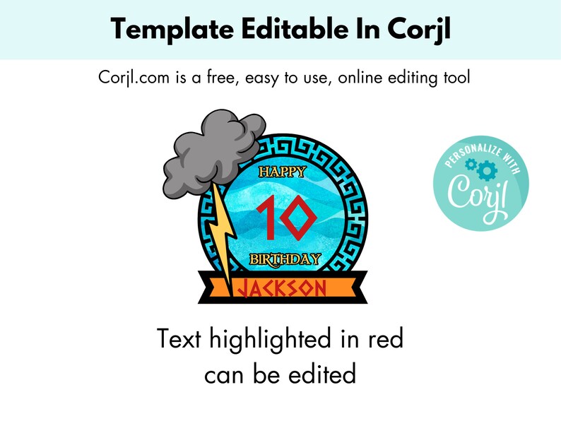 Percy Jackson Cake Topper, Editable, Customizable, Digital Download ...