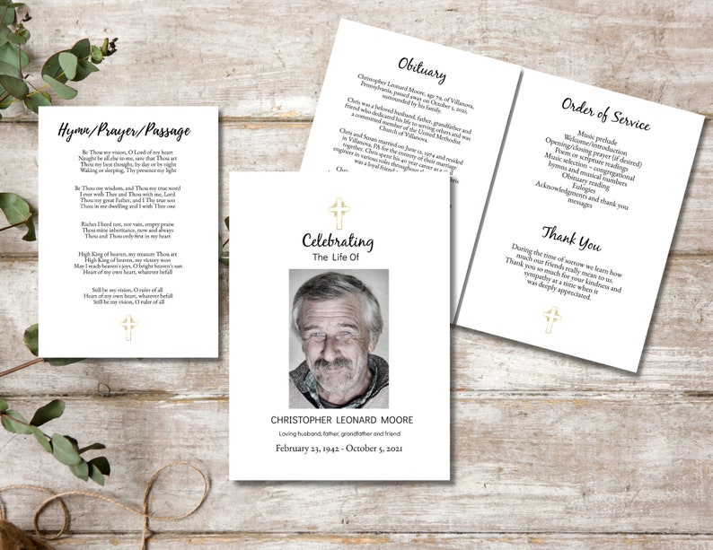 Funeral Program Template, Christian Funeral Program, Funeral Program ...