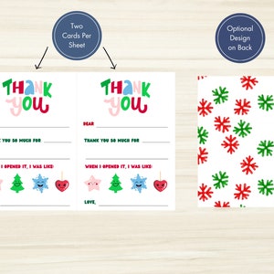 Christmas Kids Thank You Card | Printable | Fill in the Blank ...