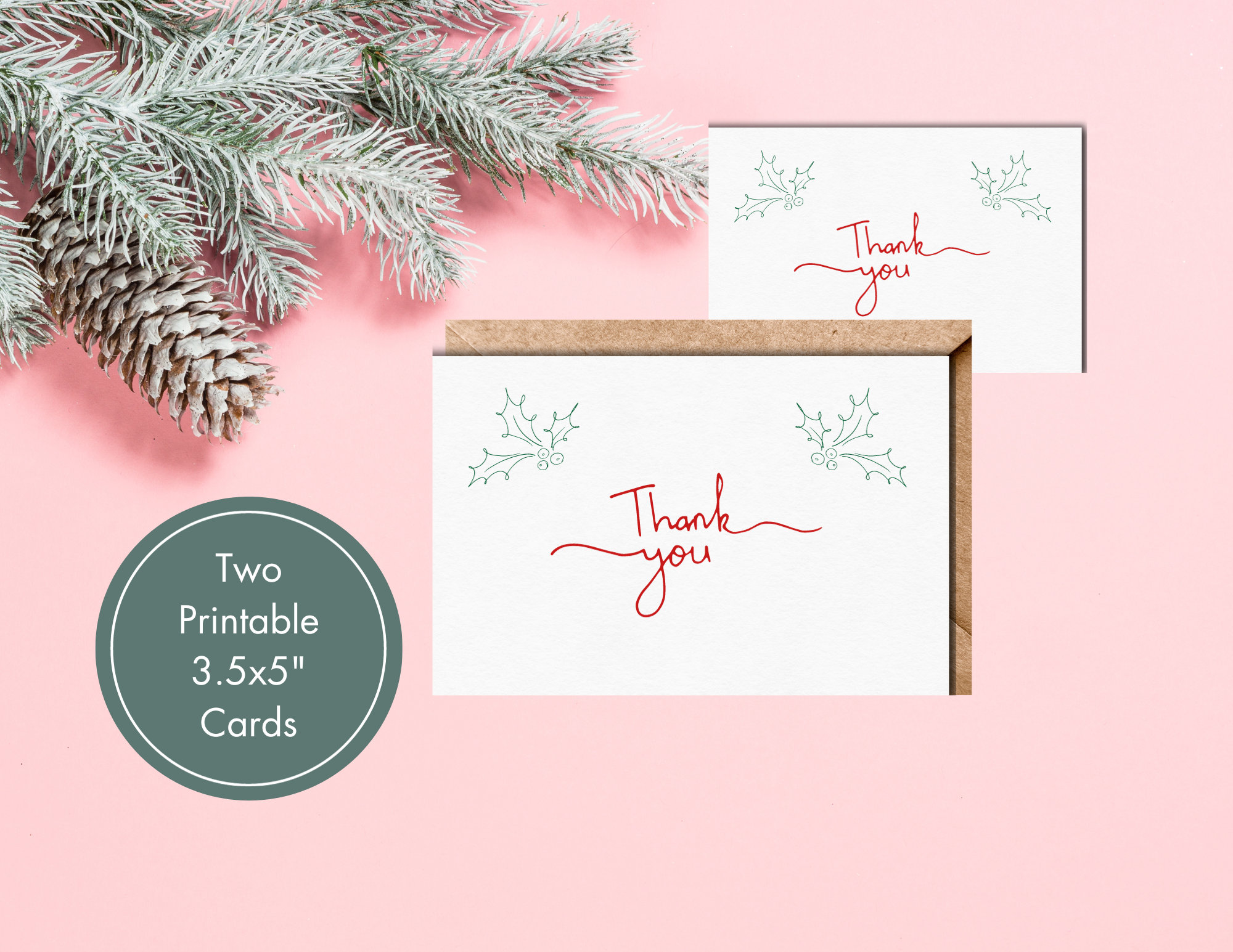 Printable Christmas Thank You Card, Christmas Thank You Note, Holiday ...