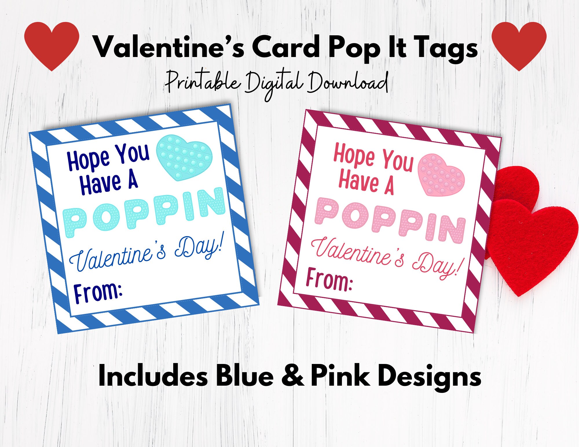 Printable Pop It Valentines Tags, Digital Download, Popit Valentine's ...