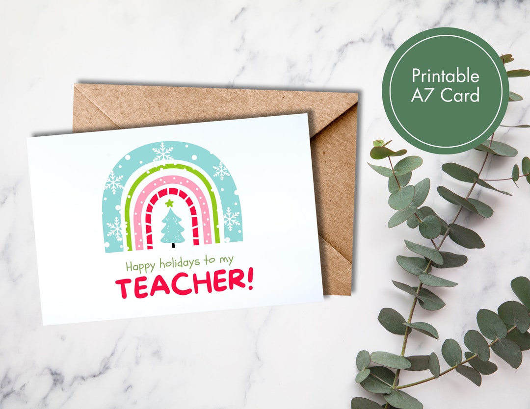 Printable Teacher Holiday Card, Printable Teacher Christmas Card ...