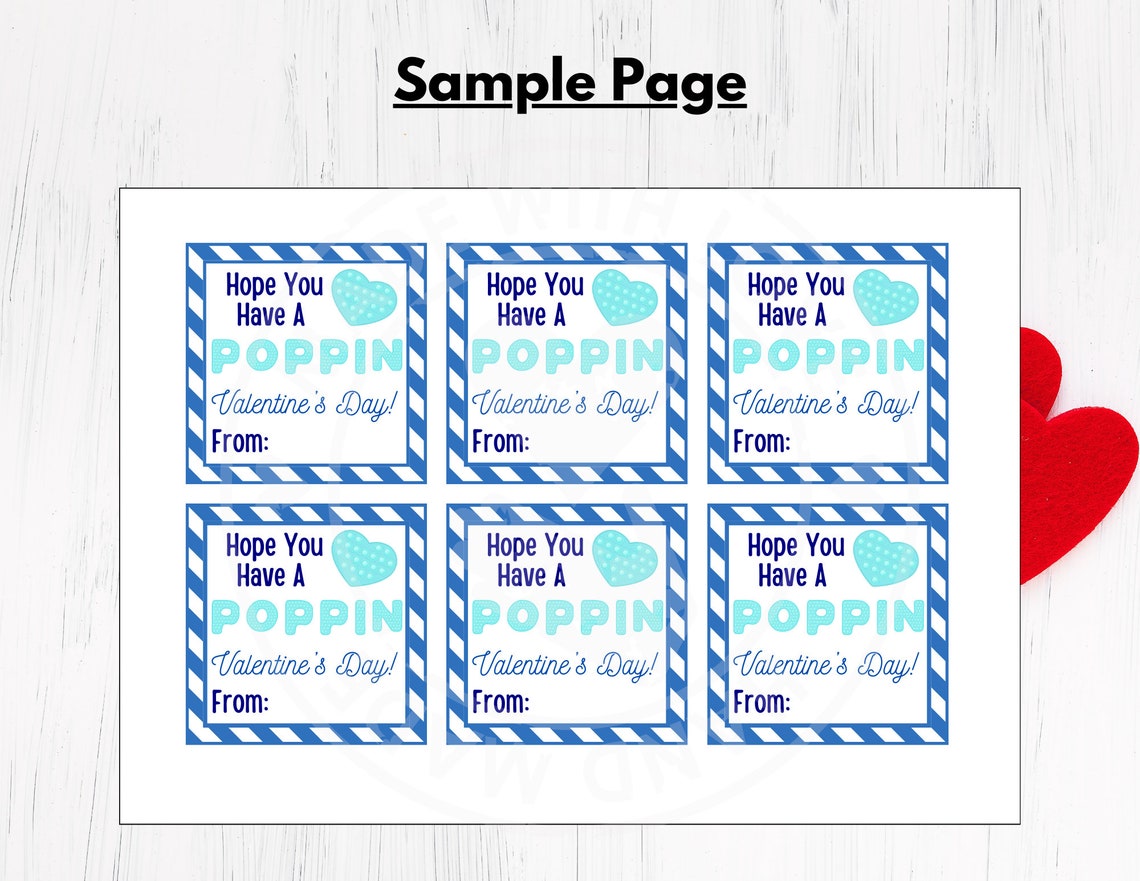 Valentine's Pop It Tags, Poppin' Labels, Popit Valentine's Cards ...