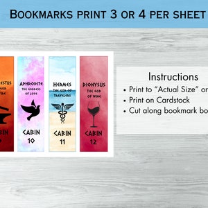 Printable Percy Jackson Bookmarks, Greek God Bookmark With PJO Cabin ...