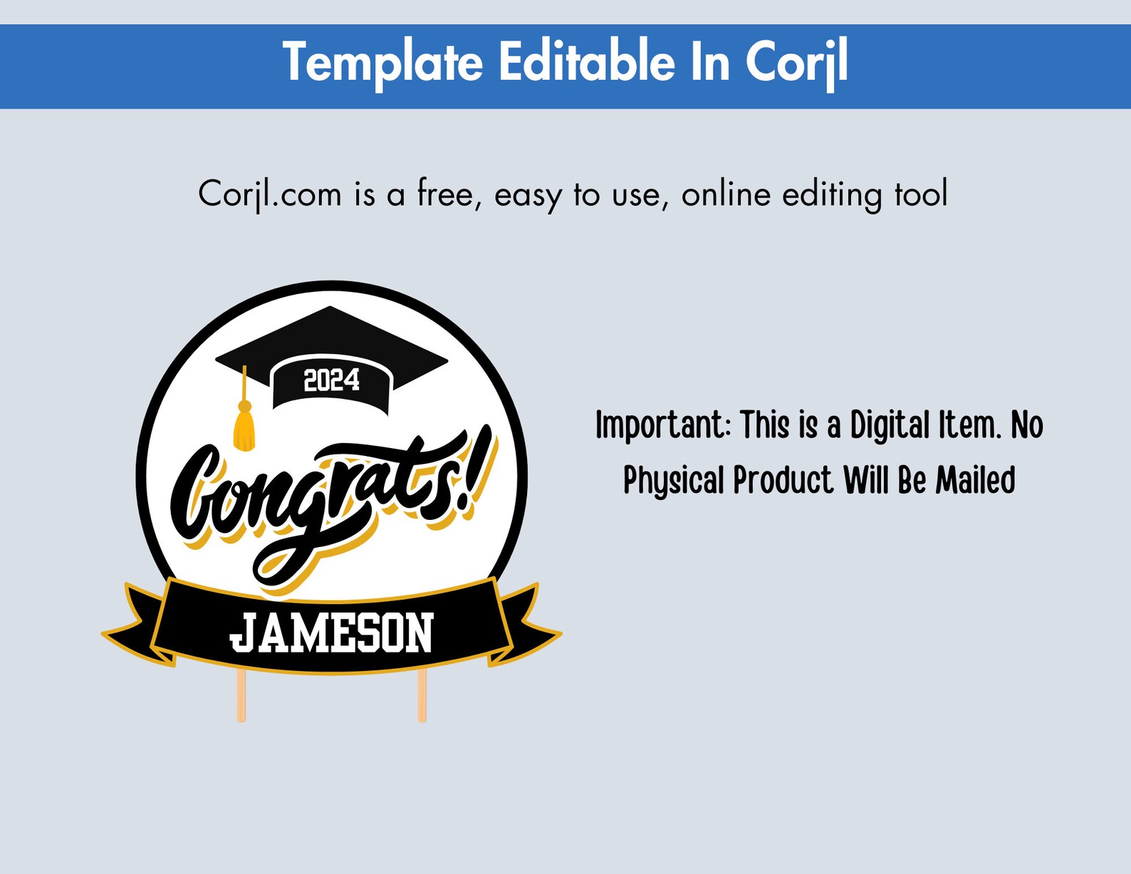 Editable Template, Graduation Cake Topper, 2024 Graduate, Graduation ...