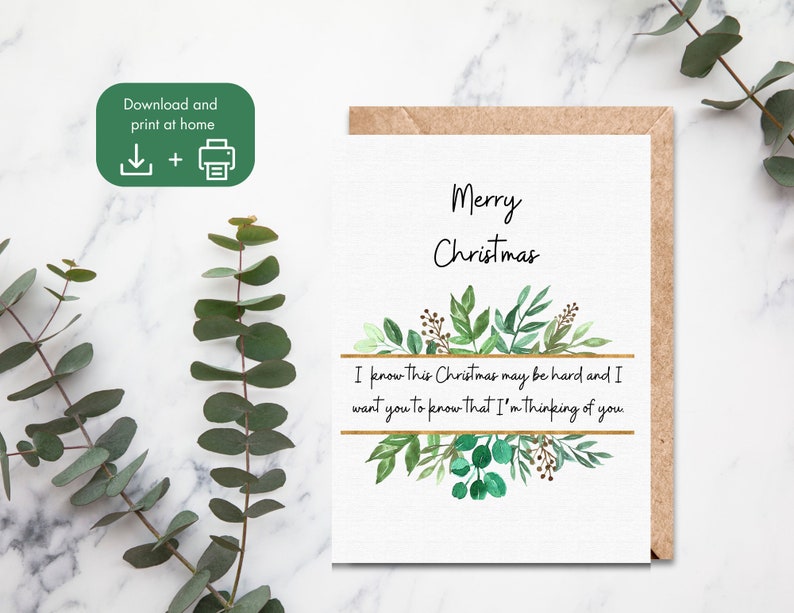 Printable Sympathy Christmas Card, Christmas Sympathy Card, Bereavement ...
