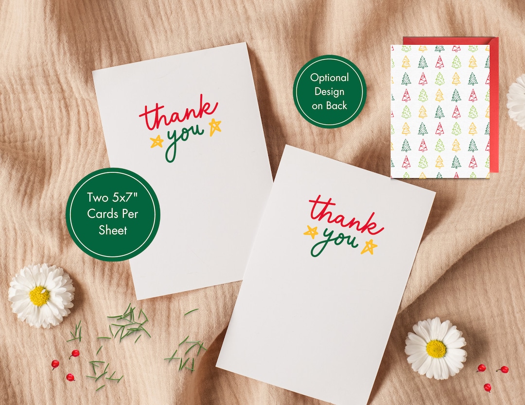 Printable Christmas Thank You Card, Teachers, Flat Card, Students, Kids ...