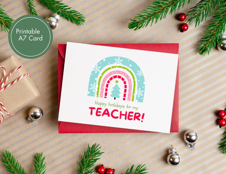 Printable Teacher Holiday Card, Printable Teacher Christmas Card ...