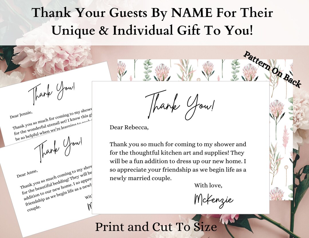 Template for Individualized Thank You Cards, Type Each Message ...