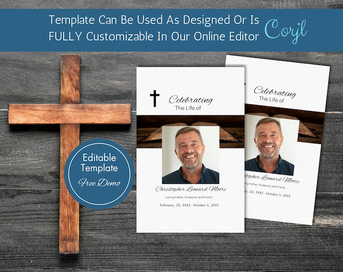 Christian Funeral Program Template With Cross, Obituary Template ...