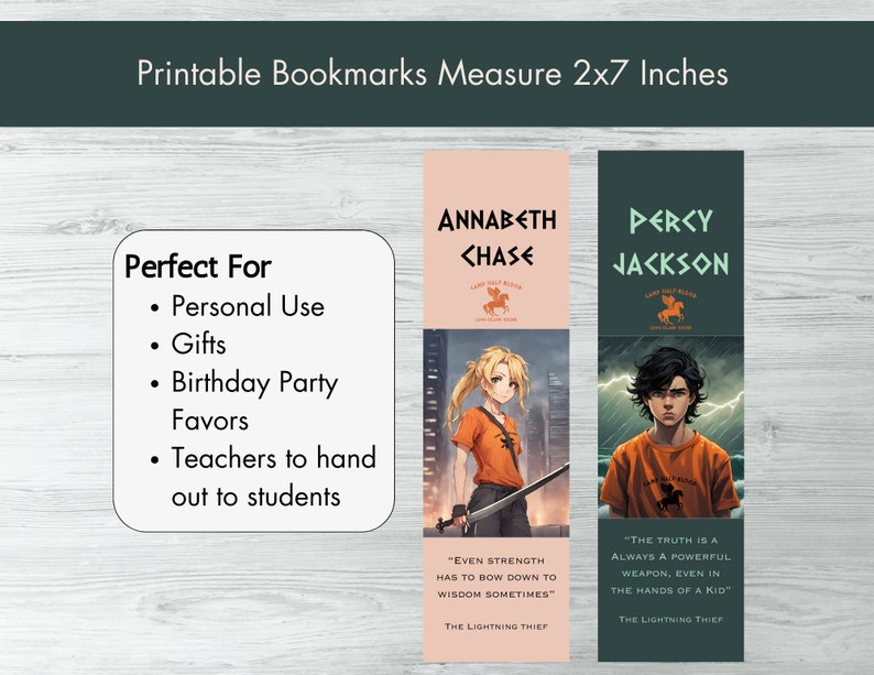 Printable Percy Jackson Bookmark |annabeth Chase Bookmark | Digital ...
