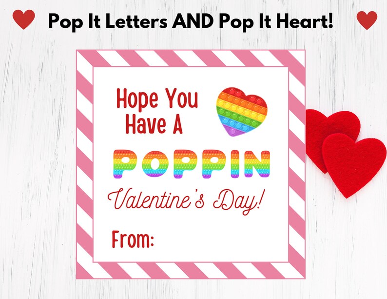 Printable Pop It Valentines Tags, Digital Download, Popit Valentine's ...