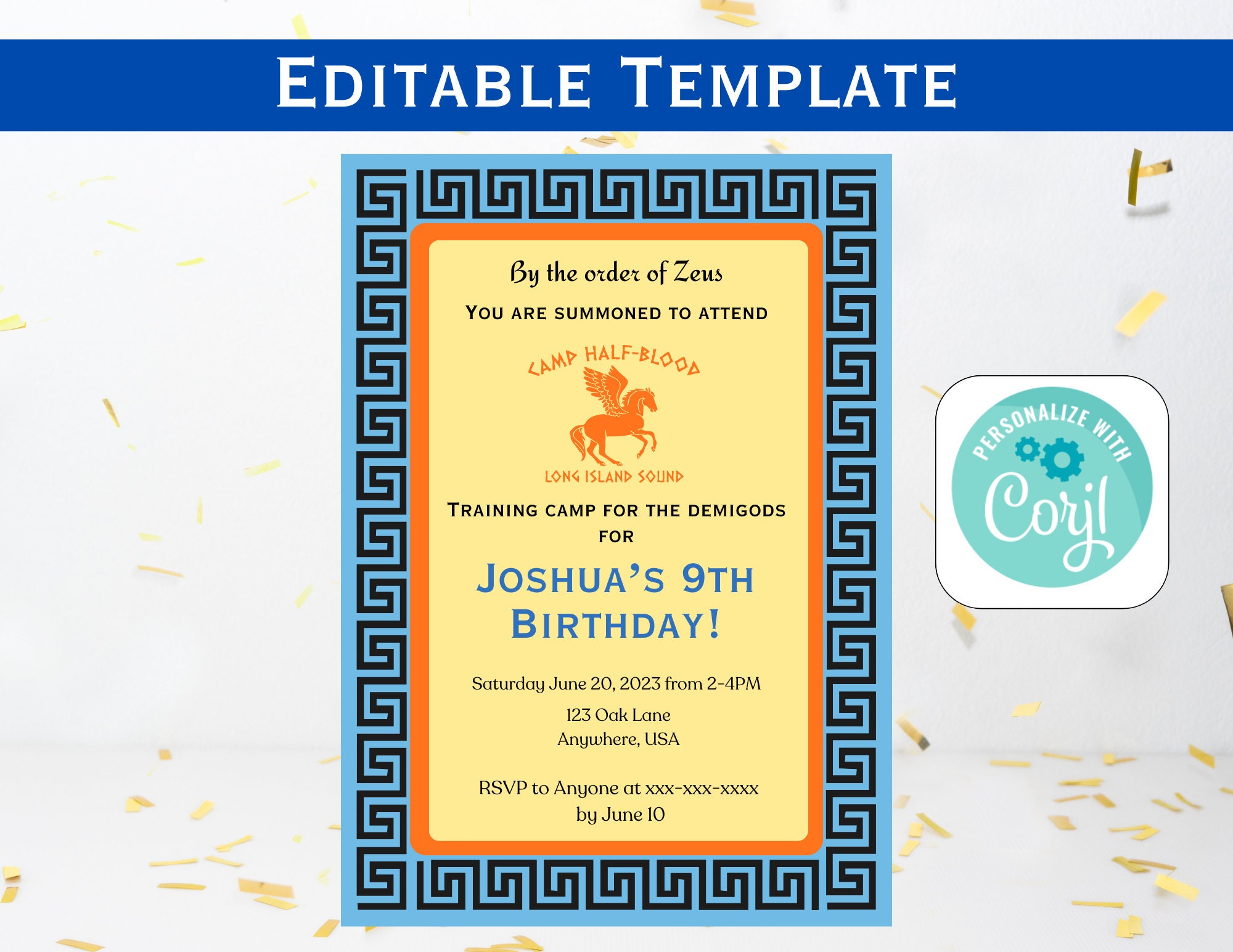 Printable Greek God Cake Topper, Editable Template, Camp Half-blood ...