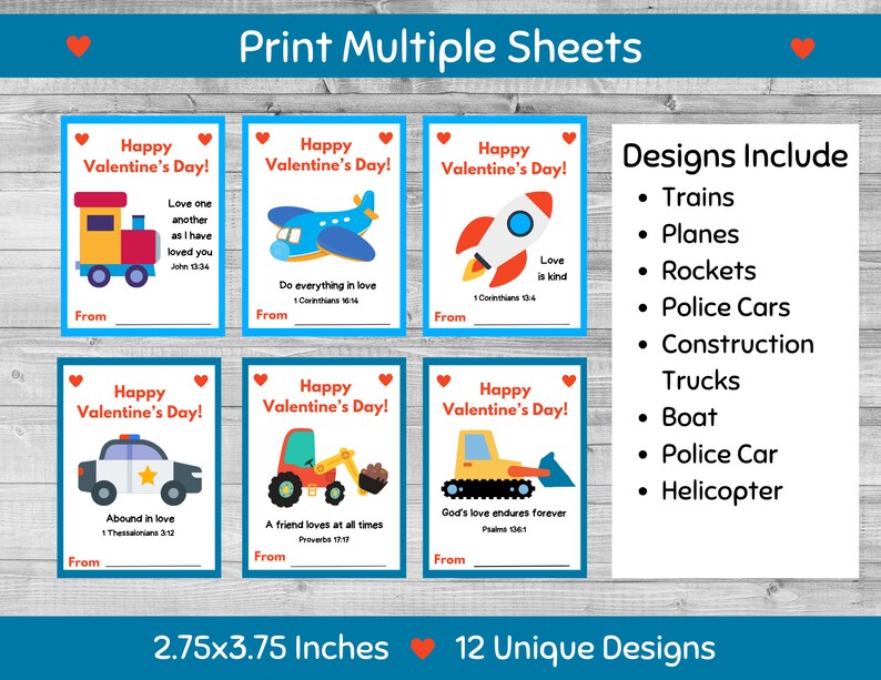 Bible Verse Valentine Cards, Printable, Christian Valentine's for Kids ...