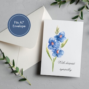 Printable Sympathy Card, Blue Flowers, Floral, Bereavement Card ...