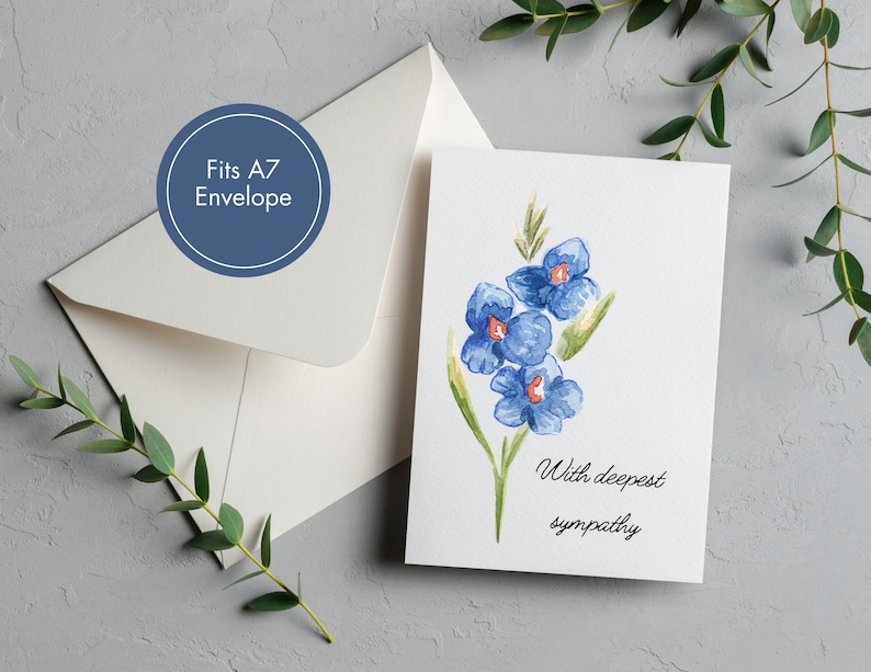 Printable Sympathy Card, Blue Flowers, Floral, Bereavement Card ...