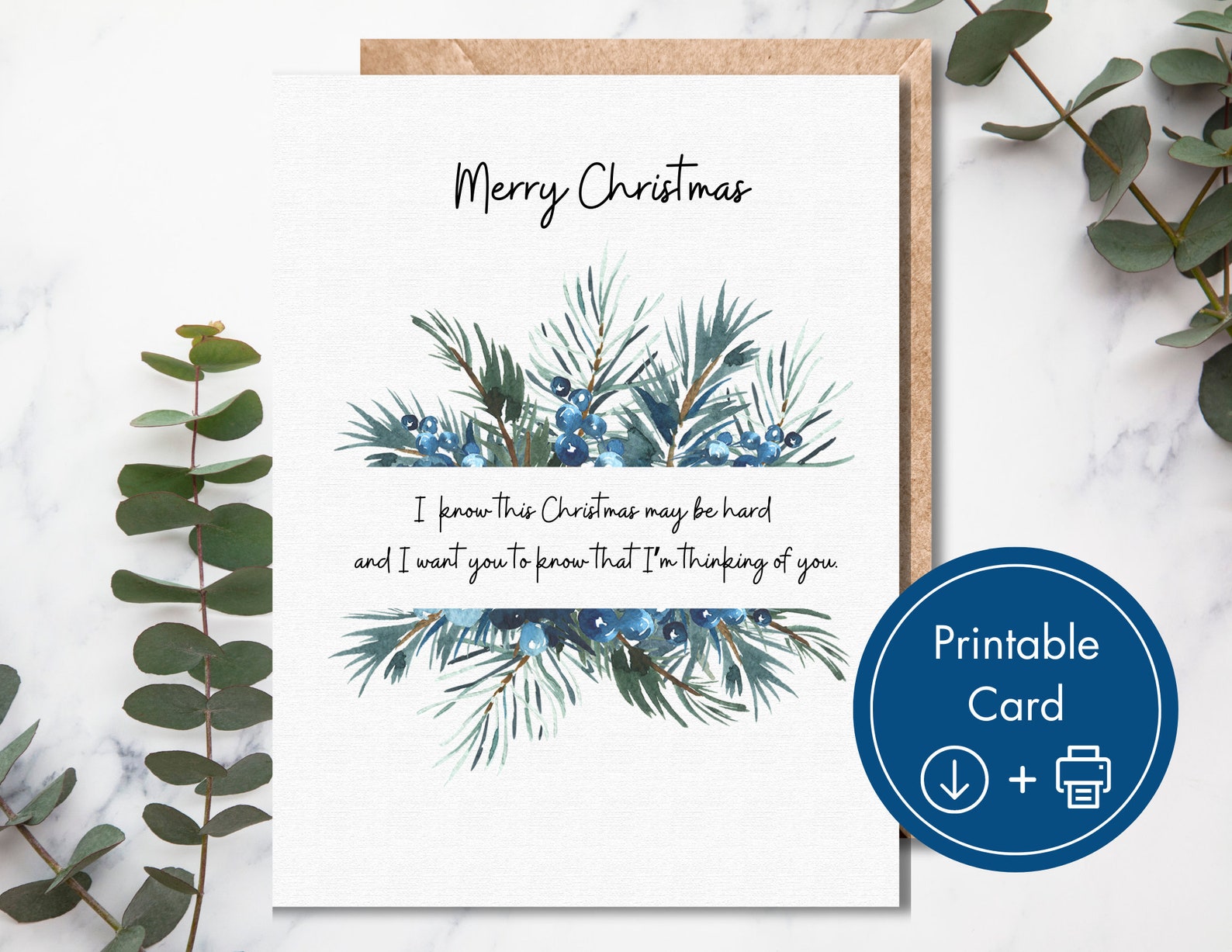 Printable Sympathy Christmas Card, After Loss, Digital, Sympathy Card ...