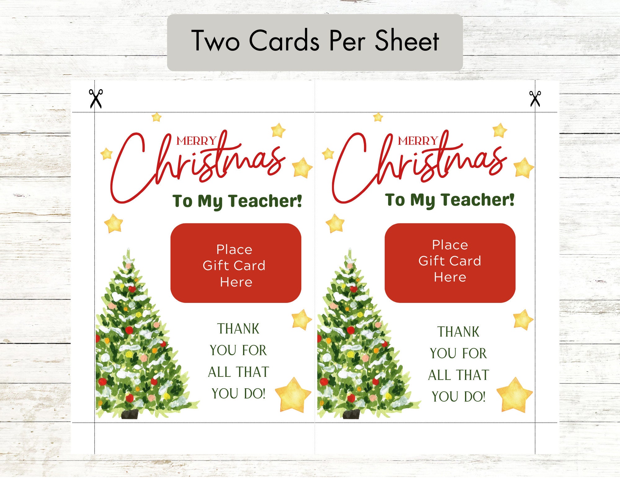 Printable Teacher Christmas Gift Card Holder, Teacher Christmas Card ...