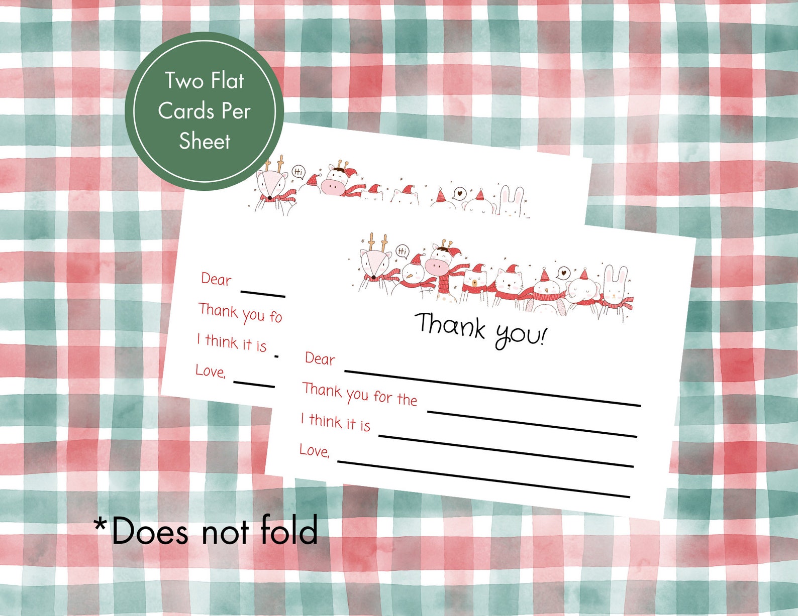 Printable Christmas Kids Thank You Note Card, Kid Thank You Card, Child ...