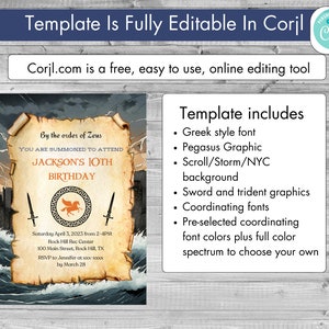 Percy Jackson Birthday Invitation, Template, Printable, Camp Halfblood ...