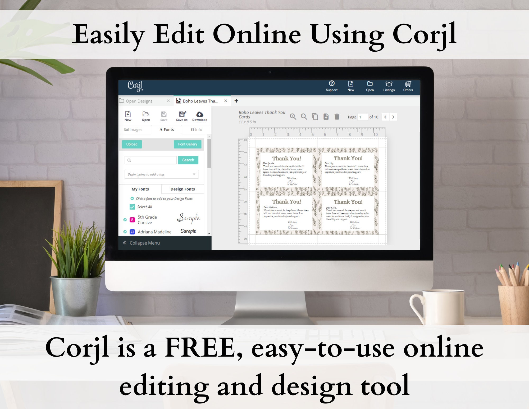Template for Individualized Thank You Cards, Type Each Message ...