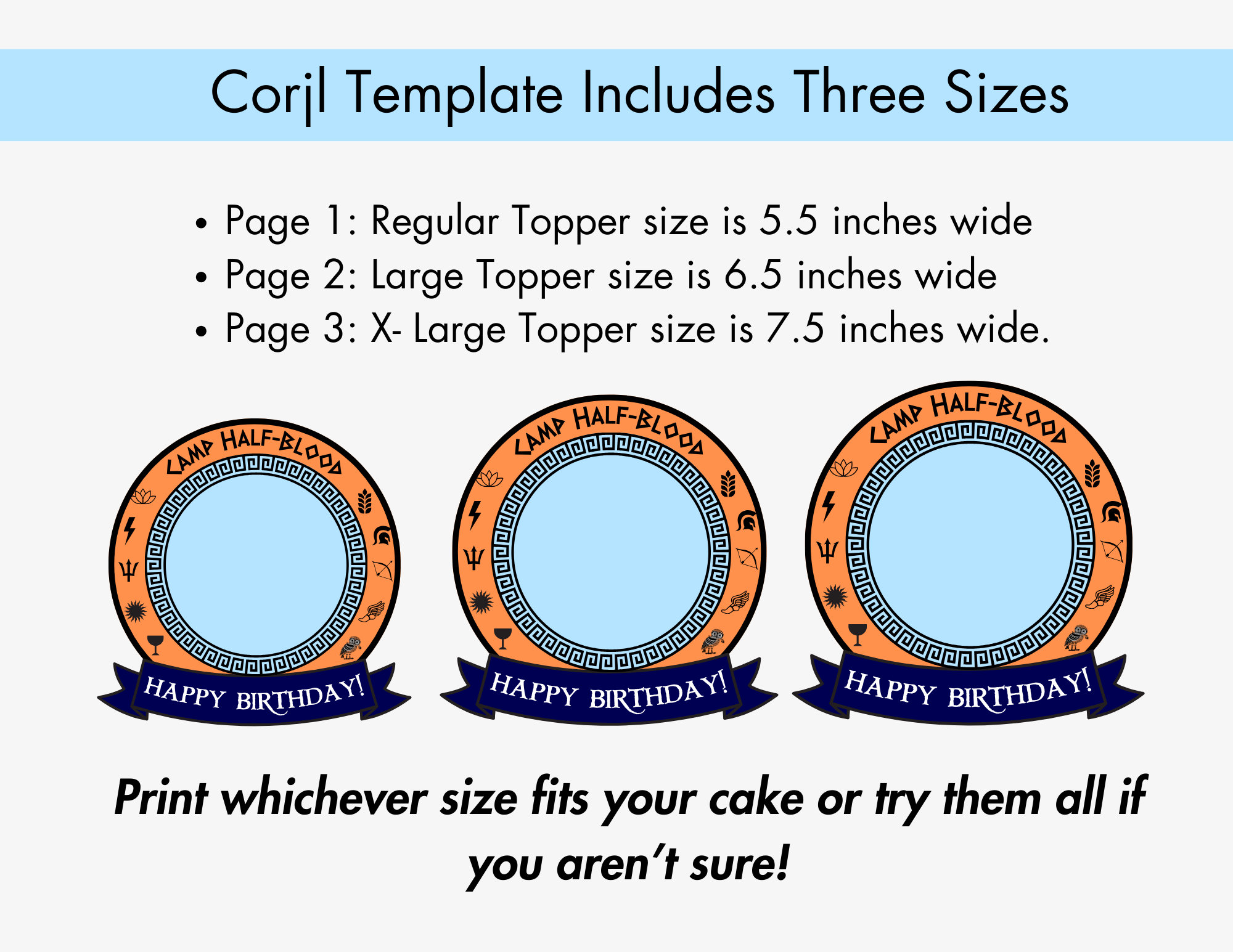 Printable Greek God Cake Topper, Editable Template, Camp Half-blood ...