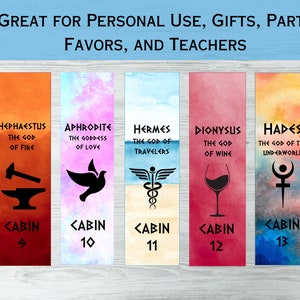 Printable Percy Jackson Bookmarks, Greek God Bookmark With PJO Cabin ...